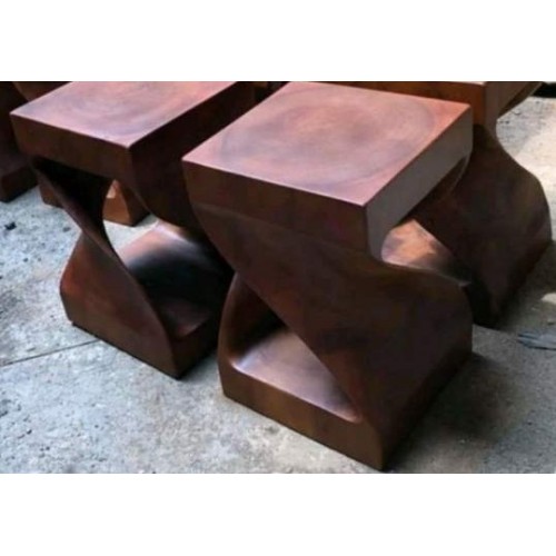 Suar Wood Spiral Stools